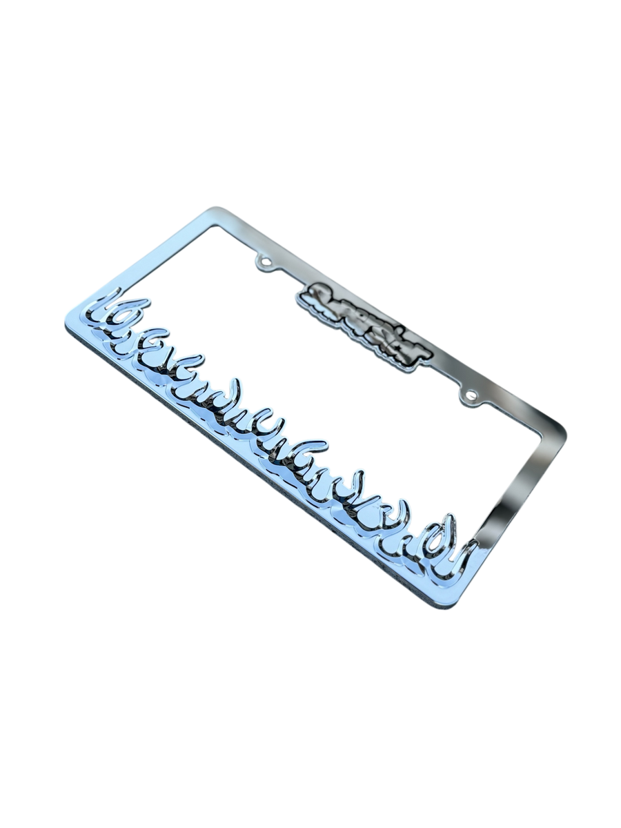 superstar chrome flames license plate frame – Superstar Garage Racing LLC